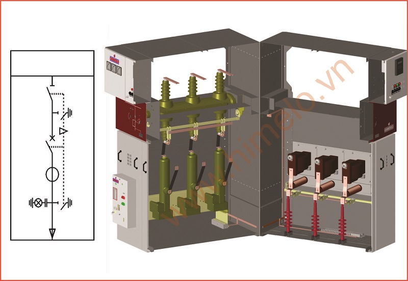 Tủ máy cắt đầu vào ra với máy cắt SF6 GKF